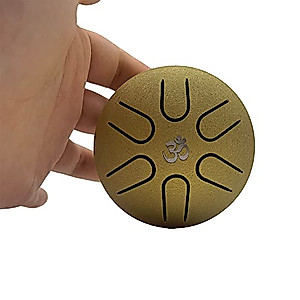 Yahpetes Steel Drums 3 Inch 6 Note Steel Tongue Drum Worry-free Drum Musical Instruments Hand Drums with Handpan Drum with 1 Pair Mallets and Storage Drum Bag Note Sticks (3"6 tone, Gold)