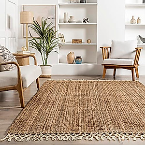 nuLOOM Raleigh Hand Woven Wool Area Rug, 6 ft, Natural