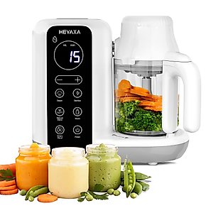 HEYAXA Baby Food Maker, Baby Food Processor with Automatic Cooking & Grinding, Food Steamer Puree Blender with Self-Cleaning Function, BPA Free (White)