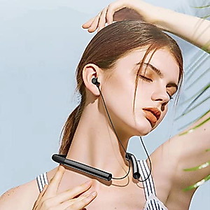 ESSONIO Bluetooth Headphones Wireless Bluetooth Neckband Headphones Neckband Bluetooth Earbuds Headset Noise Cancelling with Microphone Magnetic(in-Ear-Black)