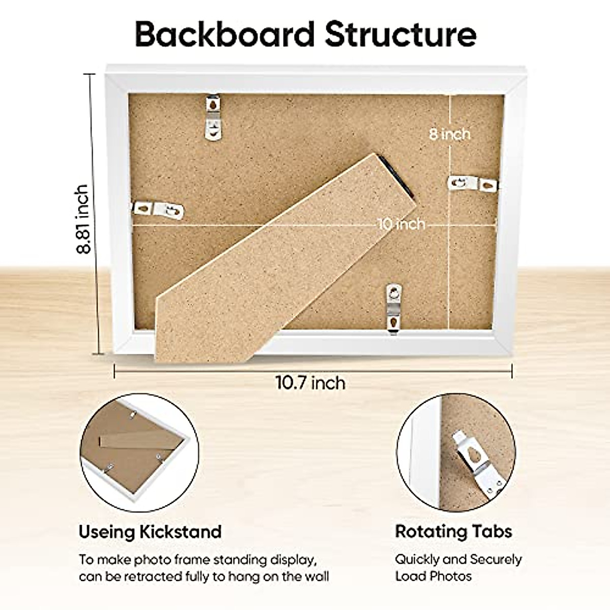 Nacial Picture Frames 8x10 Set of 4, White Photo Frame, Display 5x7 Photo with Mat and 8x10 photo without Mat, Picture Frames Collage for Wall or Tabletop
