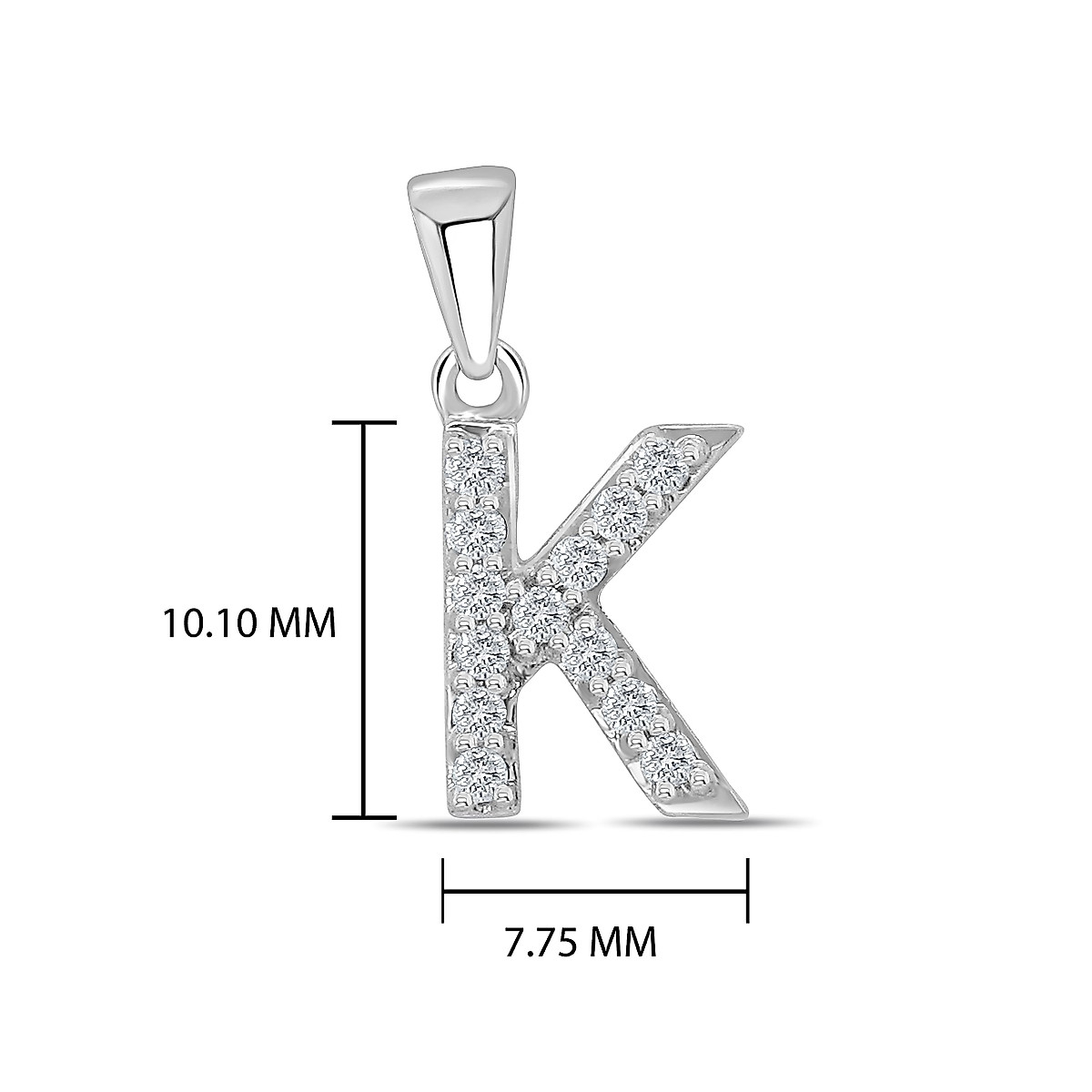 Diamond Wish 14k White Gold Letter K Diamond A to Z Initial Pendant Necklace (1/10cttw) with 18-inch chain
