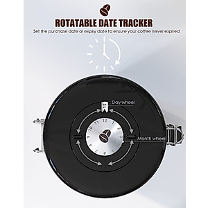HAIOOU Airtight Coffee Canister, 22OZ Large Stainless Steel Coffee Bean Storage Container with Date Tracker, Measuring Scoop, CO2 Releasing Valves and Mini Tongs for Beans, Grounds and more - Gray