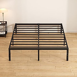 HLIPHA California King Size Metal Platform Bed Frame with Heavy Duty Metal Slat Support,16" Height Easy Assembly Mattress Foundation,No Box Spring Needed,Black