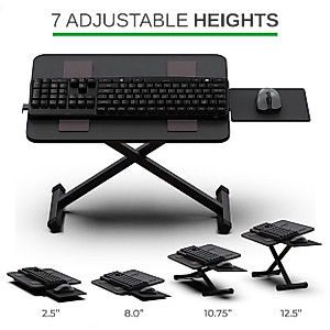 KT3 Ergonomic Computer Keyboard Stand Adjustable Height Angle Negative Tilt for standing up raise keyboards to standing height sit stand up on desk riser holder tray platform lift above desk black