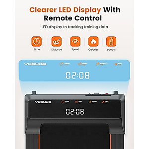 YOSUDA Treadmill,Under Desk Treadmill 3.0HP,2 in 1 Walking Pad Home/Office,Smart Walking Treadmill with App,Walking Jogging Machine with 265 lbs Weight Capacity Remote Control LED Display Black-T200
