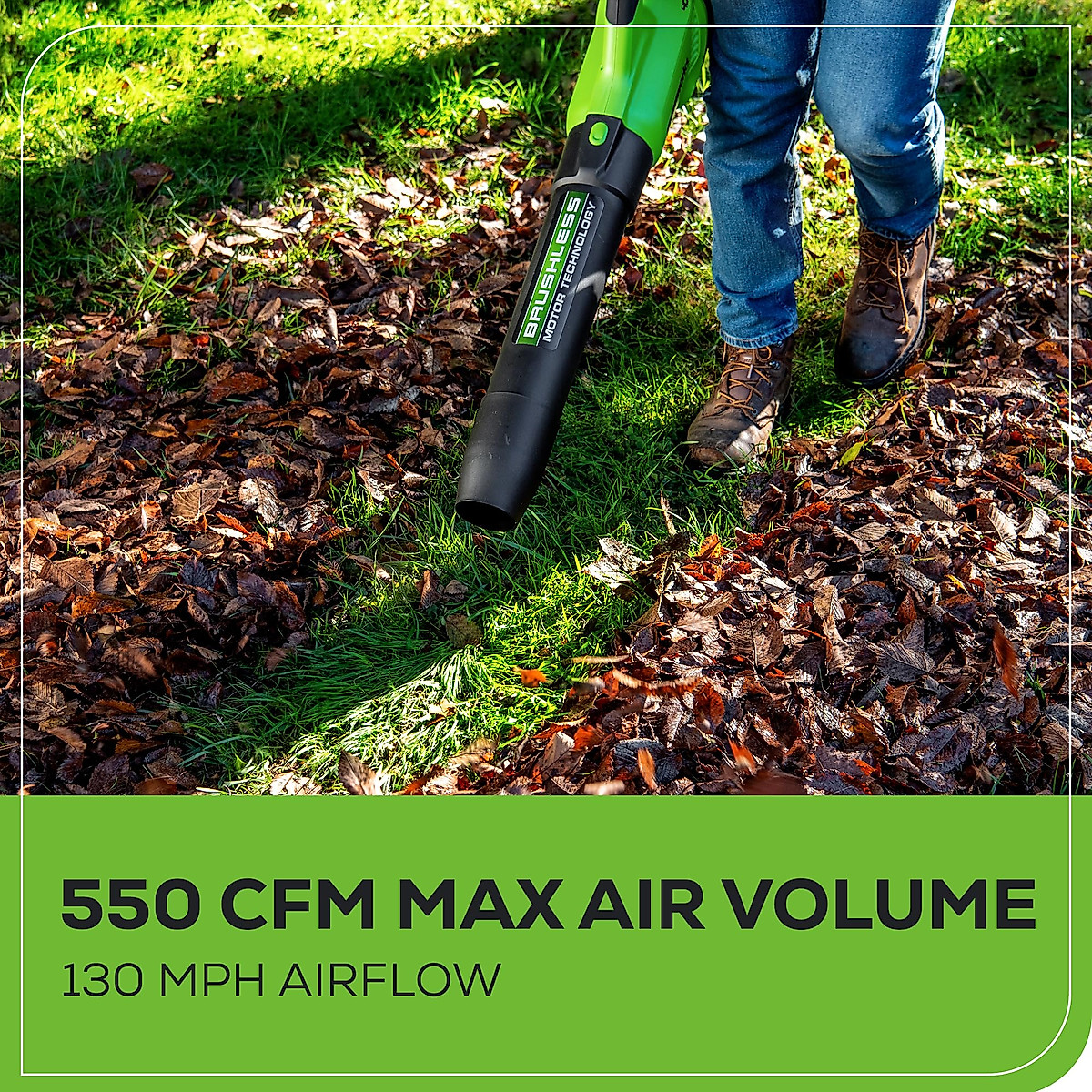 Greenworks 40V (130 MPH / 550 CFM / 75+ Compatible Tools) Cordless Brushless Axial Leaf Blower, 4.0Ah Battery and Charger Included