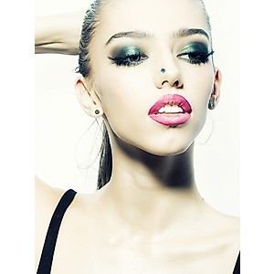 Stainless Steel Lip Studs Labret Lip Rings Cartilage Tragus Piercing Jewelry for Women Party Wear or Clothes Matching 16 G, 30 Pieces (Black)