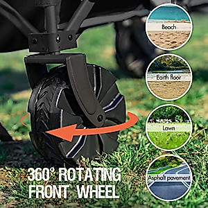 PORTAL Collapsible Folding Utility Wagon, Foldable Wagon Carts Heavy Duty, Large Capacity Beach Wagon with All Terrain Wheels, Outdoor Portable Wagon for Camping, Garden, Shopping, Groceries, Black