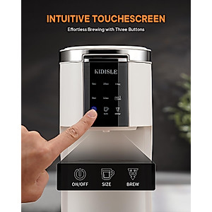 KIDISLE 3 in 1 Single Serve Coffee Maker for K Cup Pods & Ground Coffee & Teas, 6 to 14oz Brew Sizes with 40oz Removable Water Reservoir, Self-cleaning Function, White