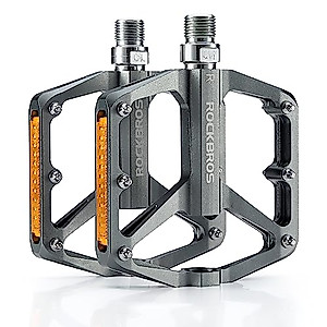 ROCKBROS Mountain Bike Pedals MTB Pedals with Reflective Strips Bicycle Flat Pedals Aluminum 9/16" Sealed Bearing Lightweight Platform for Road Mountain BMX MTB Bike