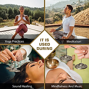 Lamatar1 Tingsha Cymbals Tibetan Buddhist Lucky symbol Embossed Meditation Yoga Bell Chime Hand made from Nepal