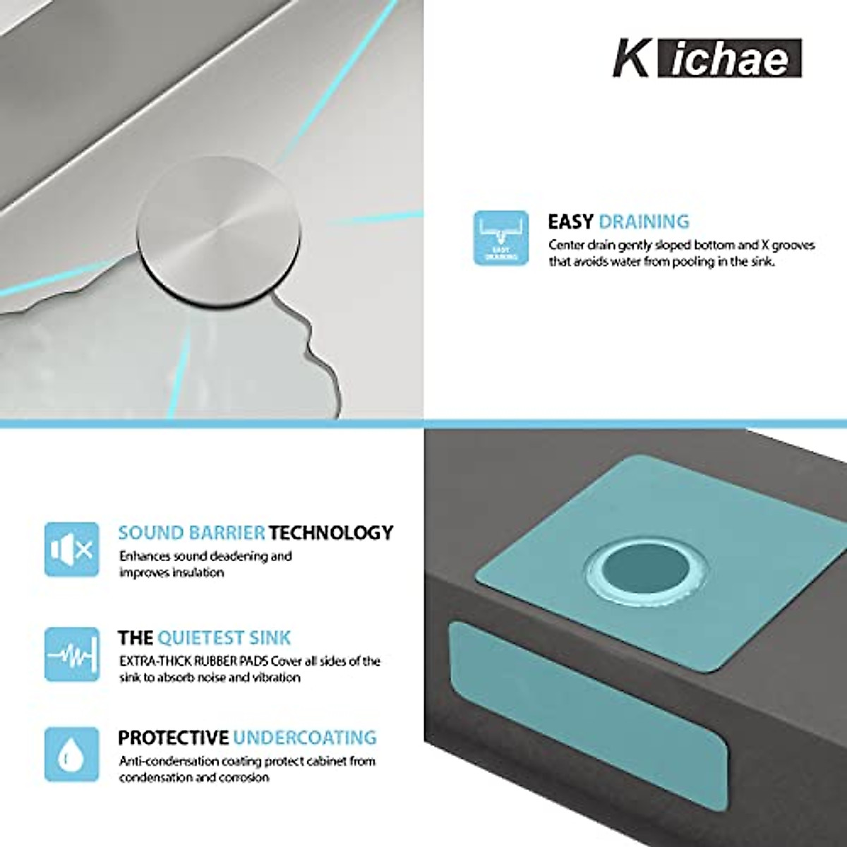 Kichae 30 Inch Farmhouse Sink Stainless Steel, Apron Front Farm Sink for Kitchen, Undermount Workstation Sink with Integrated Ledge, 30x22 Deep Single Bowl Kitchen Sink with Accessories