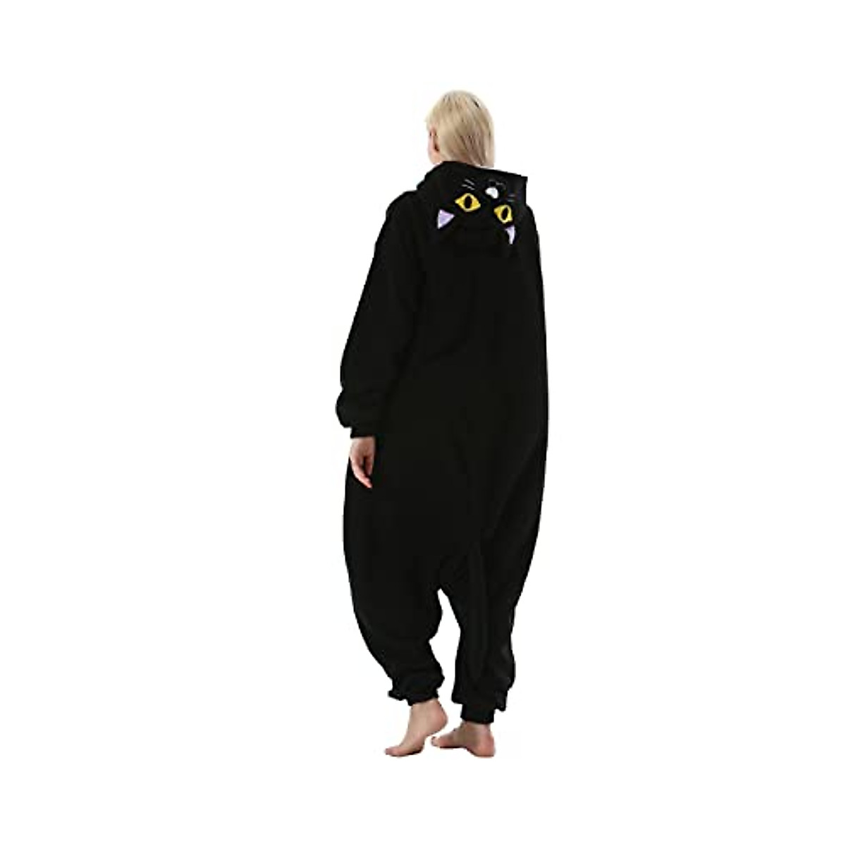 ULEEMARK Unisex Adult Onesie Animal Pajamas One Piece Halloween Costumes Cosplay Christmas Sleepwear Midnight Cat