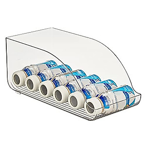 mDesign Compact Plastic Kitchen and Pantry Storage Organizer Bin for Tall Skinny Soda/Pop Cans - Kitchen, Pantry, Refrigerator - 4 Pack - Clear