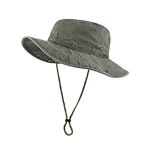 Zylioo XXL Washed Boonie Hats,Size 8 Travel Sun Hats for Hiking Camping Safari,Oversized Fitted Fishing Hat 64cm Army Green