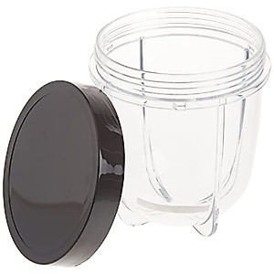 Magic Bullet 12 oz Short Cup with Resealable Lid, 1 Count (Pack of 1), Clear/Black