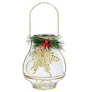 Beaupretty Solar Lanterns Christmas Outdoor Hanging Lantern Xmas Snowflake Star Decoration Pendant Lamps for Garden