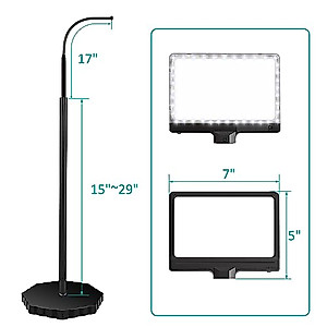 5X Floor Magnifying Glass with Light and Stand, 36 LED Dimmable Floor Magnifying Lamp, 3-in-1 Adjustable Lighted Magnifier for Reading, Sewing, Crafts, Close Work etc