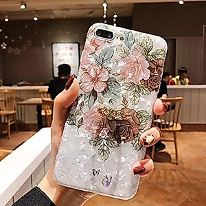 Qokey iPhone 11 Case Floral Case Cute Clear Flower Case for Women Girls with 360 Degree Rotating Ring Stand Holder Kickstand Soft TPU Shockproof Cover Designed for iPhone 11 6.1 Inch Brown Flower