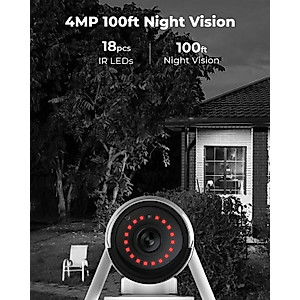 Reolink Wireless Security Camera System, 8CH NVR with 4 pcs 2K WiFi Camera for Home Security, 2TB HDD Pre-Installed, Night Vision, Motion Detection