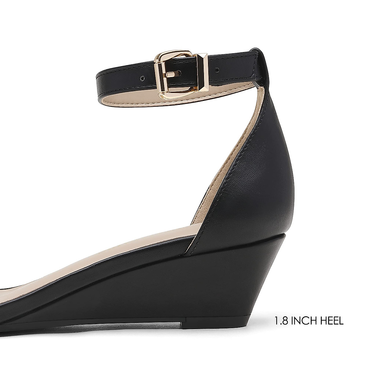 DREAM PAIRS Women's Ankle Strap Low Wedge Sandals Party Bridal Wedding Dress Shoes,Size 8.5,Black/Pu,INGRID