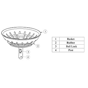 KANARY Kitchen Sink Basket Strainer Replacement for Standard Drains (3-1/2 Inch) Stainless Steel Body with Rubber Stopper (Pack of 2, Stianless Steel)