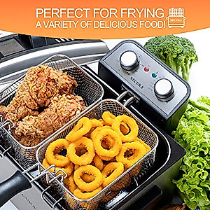 Secura Electric Deep Fryer 1800W-Watt Large 4.0L/4.2Qt Professional Grade Stainless Steel with Triple Basket and Timer