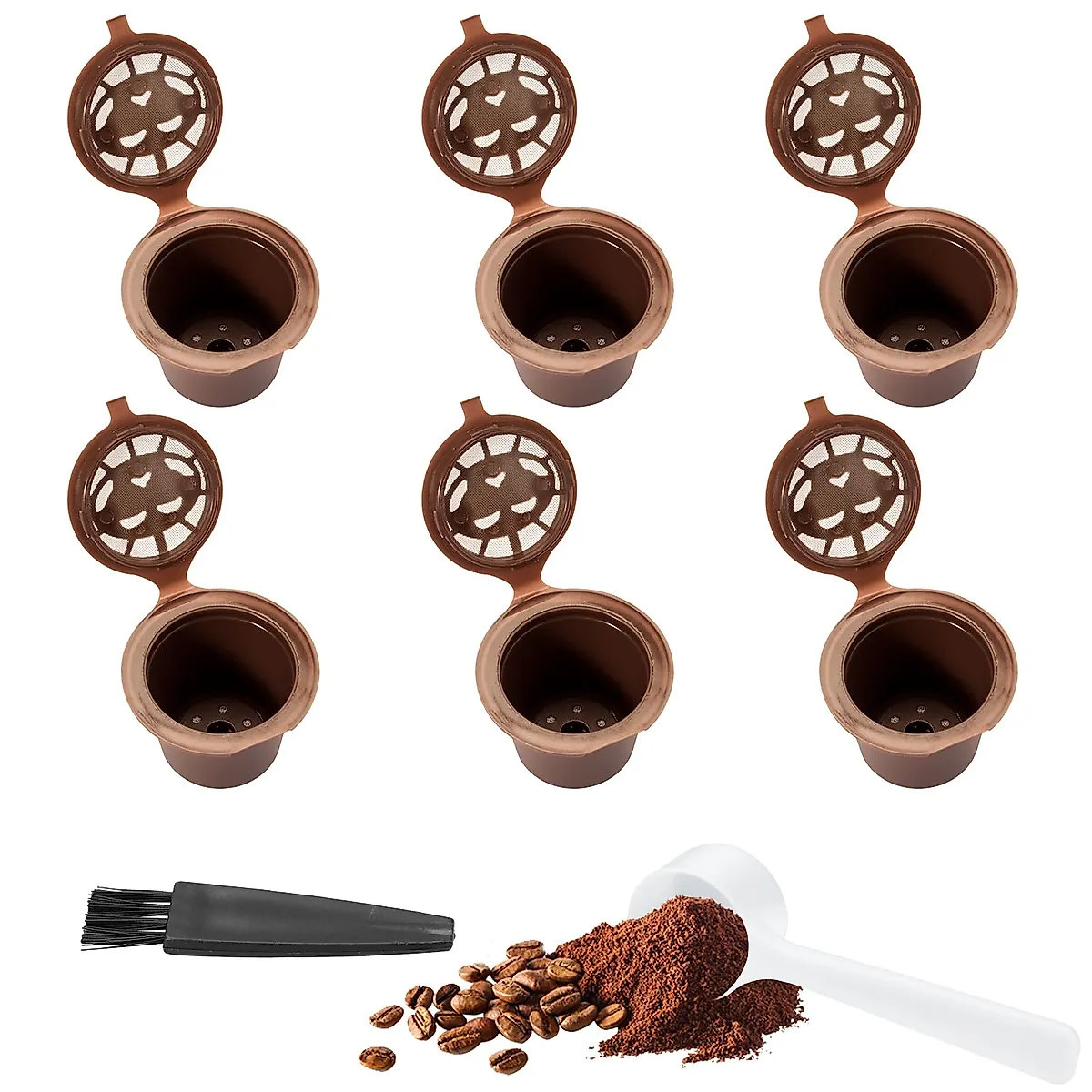 Reusable espresso Capsules Refillable Coffee Pods - Coffee Capsule Filter Compatible With Nespresso Coffee Machines - Replacement for Nespresso Food Grade Coffee Filter Capsule - 6 Pack