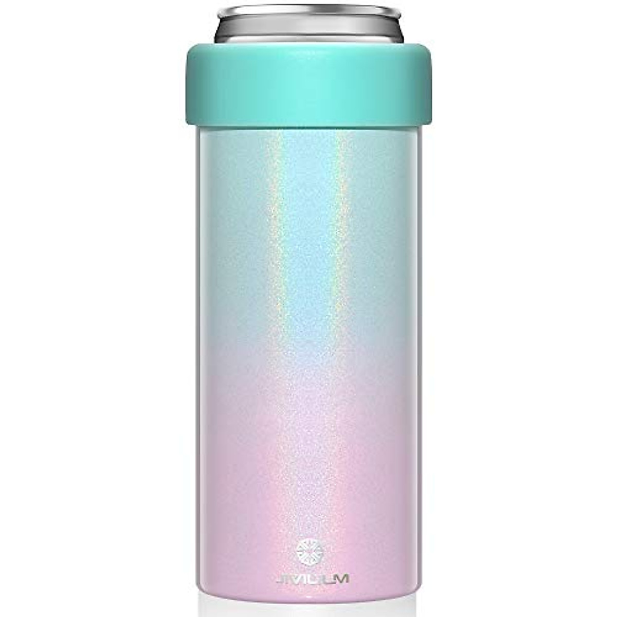 JIVILILM Stainless Steel Insulated Cooler for 12oz Slim Cans | Skinny Can Drinks Holder for Hard Seltzer, Beer, Soda, and Energy Drinks (Dream Hubble-Bubble)