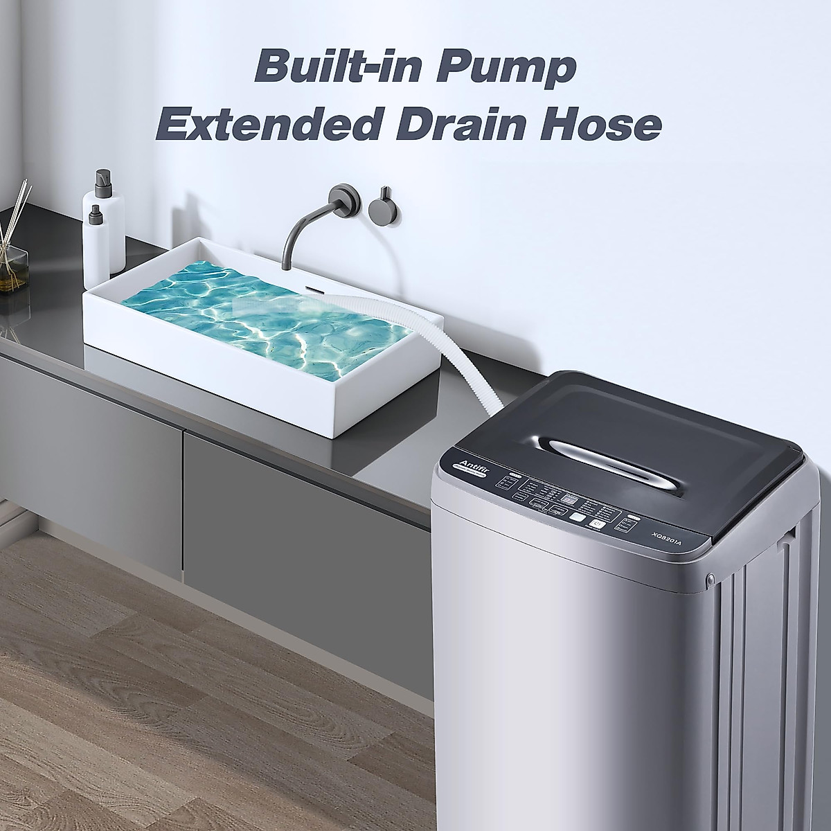 Portable Washing Machine,17.7 LBS Full-Automatic Washer and Dryer Combo,Compact Laundry Washing Machine with Drain Pump,10 Wash Program & 8 Water Level,Low Noise for Apartment Dorm RV Household