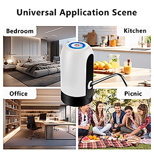 Ausxaron 5 Gallon Water Dispenser, USB Charging Water Dispenser Pump Automatic Drinking Water Jug Dispenser for Universal 2-5 Gallon Office Camping Kitchen (White)