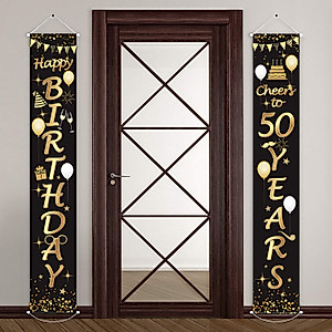 2 Pieces 50th Birthday Party Decorations Cheers to 50 Years Banner 50th Party Decorations Welcome Porch Sign for 50 Years Birthday Supplies (50th Birthday)