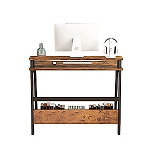 ALISENED Computer Home Office Desk, 31.5" Desk for Small Spaces with Storage Shelf,Small Computer Desk with Monitor and Bookshelf, Modern Simple Style Laptop Desk
