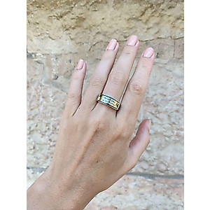 Baltinester Handmade Shema Israel Protection and Success Kabbalah Engraved Ring in Sterling Silver and 9k Yellow Gold Size 10.5 Jewelry