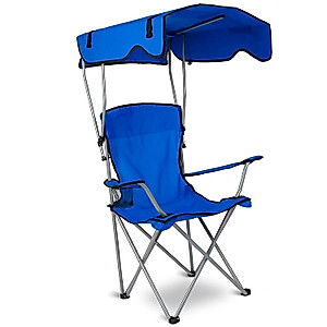 Moclever Camp Chairs, Foldable Beach Canopy Chair, Heavy Duty Sun Protection Camping Lawn Canopy Chair with Cup Holder for Outdoor Beach Camp Park Patio-Blue