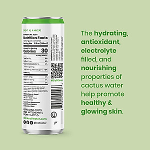 Caliwater - Organic Cactus Water - Ginger and Lime - 5g Sugar, 25 Calories - Coconut Water Alternative - Natural Plant Based Hydration - Skin Care, Electrolyte Drinks - Flavored Water - 12 Cans