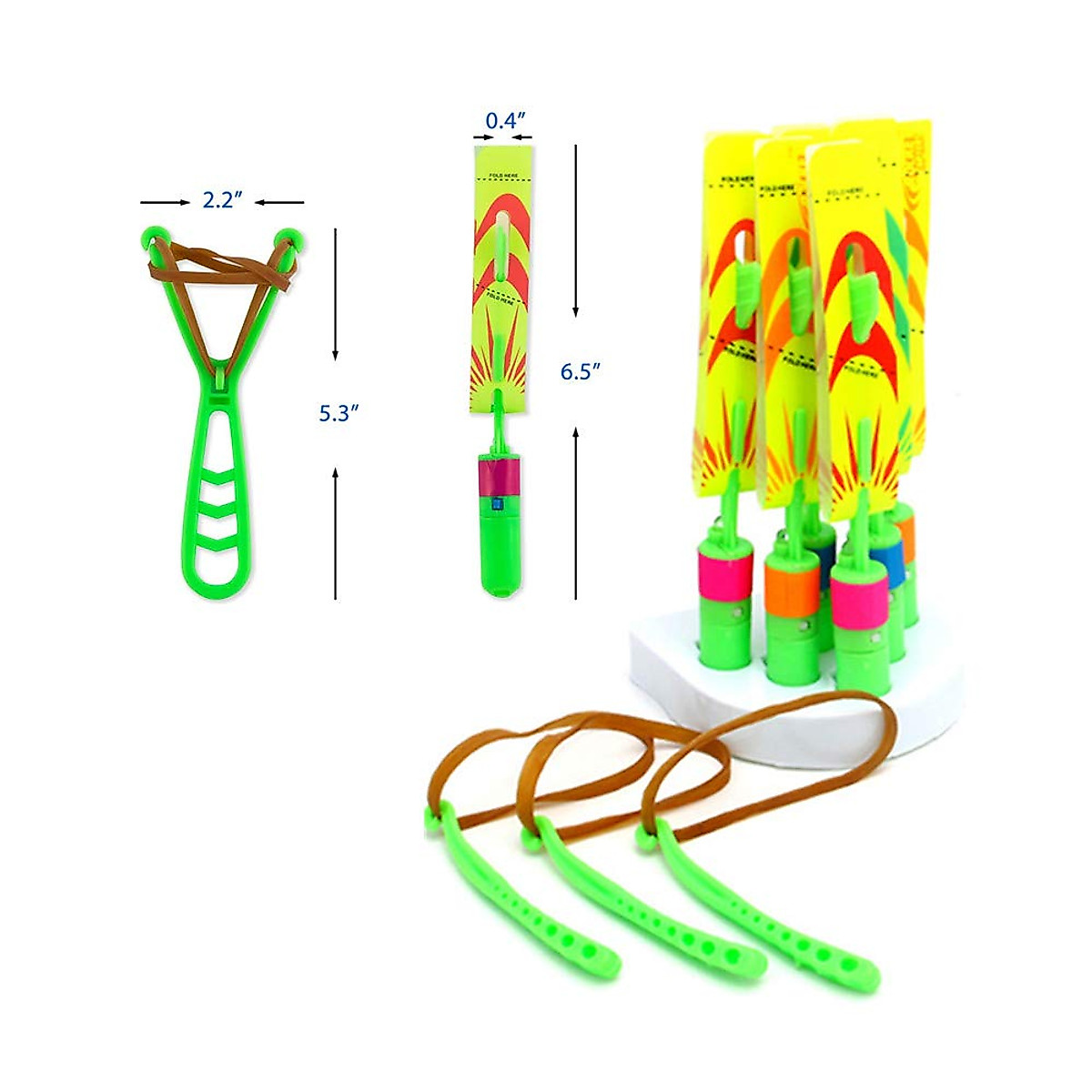 BAIVYLE Flying Toys for Kids Light up LED Helicopters Arrow Slingshot Glow in The Dark Toys Light up Party Favors for Kids Outdoor Camping Games (6pcs)