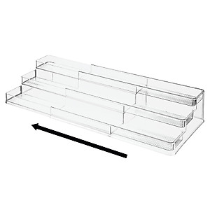 mDesign Large Adjustable, Expandable Plastic Vitamin Rack Storage Organizer Tray for Bathroom Vanity, Countertop, Cabinet - 3 Step Shelves - Holds Supplements, Medication - Clear