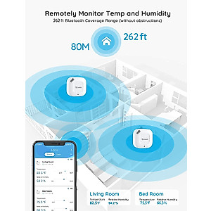Govee Hygrometer Thermometer, Wireless Thermometer, Mini Bluetooth Humidity Sensor with Notification Alert, Data Storage and Export, 262 Feet Connecting Range
