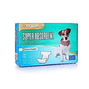 HONEY CARE All-Absorb Disposable Female Dog Diapers L Size, Improved Bigger Size, 22 Count, Super Absorbent, Breathable, Wetness Indicator