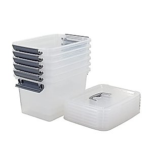 EudokkyNA 5L Small Plastic Storage Bin, Clear Storage Boxes Set of 6