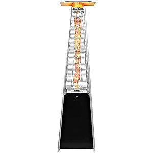 SOLAURA Outdoor Patio Propane Heater, Pyramid Flame Patio Tall Standing Propane Heater w/Wheels, 41000 BTU, Black