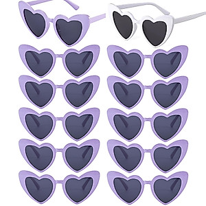 Bachelorette Party Favor Sunglasses 12 Pack,Retro Cat Eye Heart Sunglasses for Women,Bachelorette Wedding Party Photography props Bridesmaid Proposal Gifts (Purple)