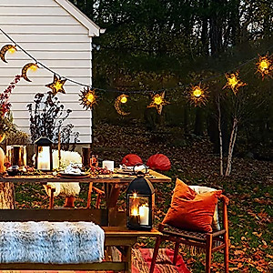 Tryme Outdoor Solar String Lights Patio Star Moon Sun Waterproof LED String Light Solar Powered Fairy Lights Starry 13Ft 153In 2 Lighting Modes for Garden Yard Porch Wedding Party Decor