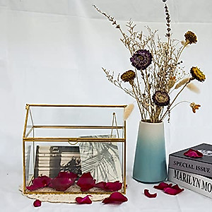 YIMORENCE V Gold Wedding Glass Card Box – Large Wedding Card Holder Gold Handmade Brass Vintage House Shape with Lid (House Gold)