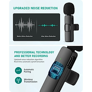 KEYOXY Wireless Lavalier Microphone, 2-in-1 Wireless Microphone for iPhone/iPad/Android/Laptop (Android+ iPhone)