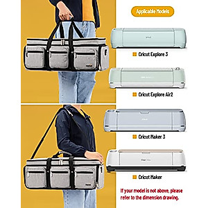 FINESUN Detachable Double Layer Die-Cut Machine Carrying Case for Cricut Explore Air & Maker, 2in1 Cricut Storage Bag with Dust Cover, Gray