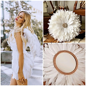 Holmgren White Craft Goose Feathers - 200pcs 5-6inch White Feathers for DIY Crafts Dream Catchers, Angel Wings and Wedding Party Christmas Home Decoration (White)