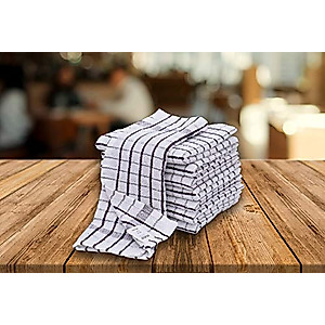 AMOUR INFINI Grid Terry Dish Cloth | Set of 8 | 12 x 12 Inches | Low Lint, Super Soft and Absorbent |100% Cotton Dish Rags | Perfect for Household and Commercial Uses | Charcoal